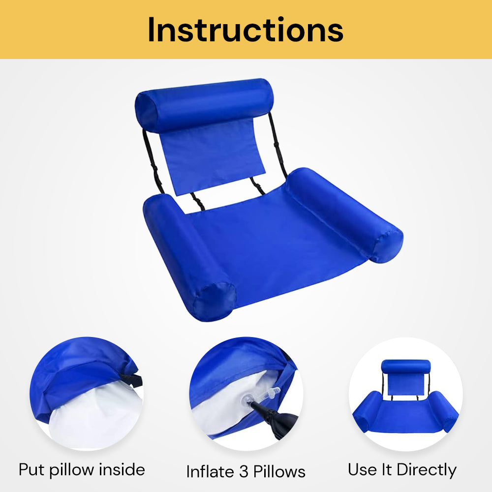 Inflatable Pool Chair- Pool Hammock Floaties Lounge Bed for Beach Lake