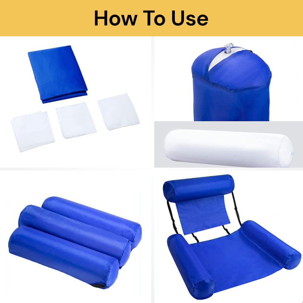 Inflatable Pool Chair- Pool Hammock Floaties Lounge Bed for Beach Lake