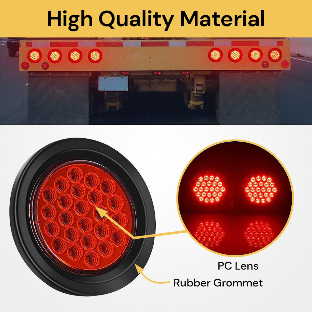 2pcs Round LED Tail Lights - Enhanced Visibility,Black, Red
