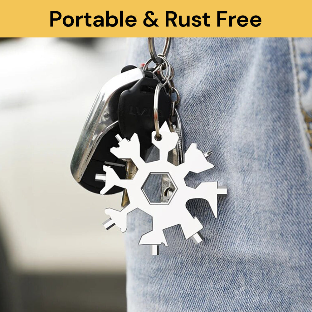 18-in-1 Snowflake Multi-Tool - Portable Snowflake Wrench - Silver