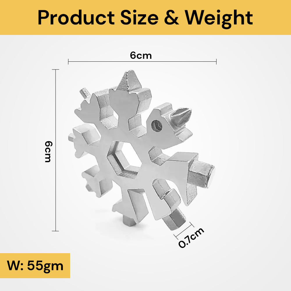 18-in-1 Snowflake Multi-Tool - Portable Snowflake Wrench - Silver