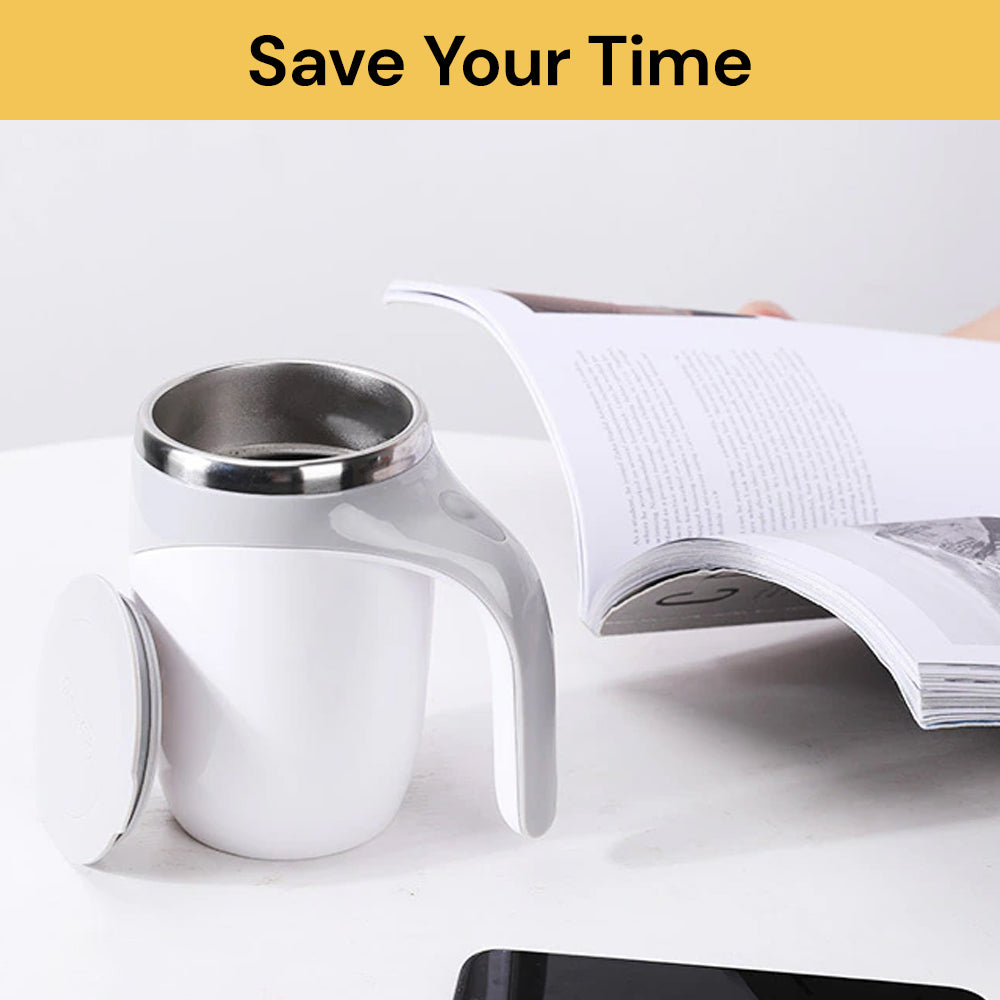 Automatic Magnetic Stirring Cup - Self-Stirring, White, Grey