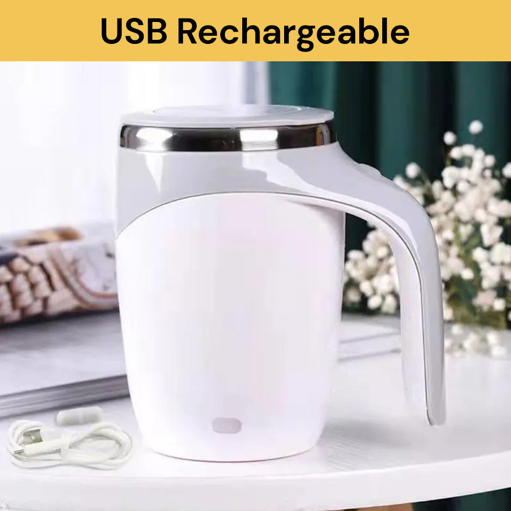 Automatic Magnetic Stirring Cup - Self-Stirring, White, Grey