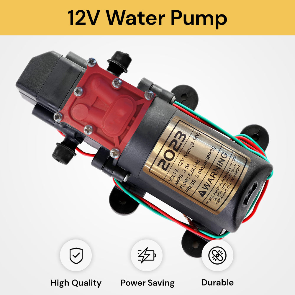 12V Black High-Flow Water Pump - Efficient Pumping